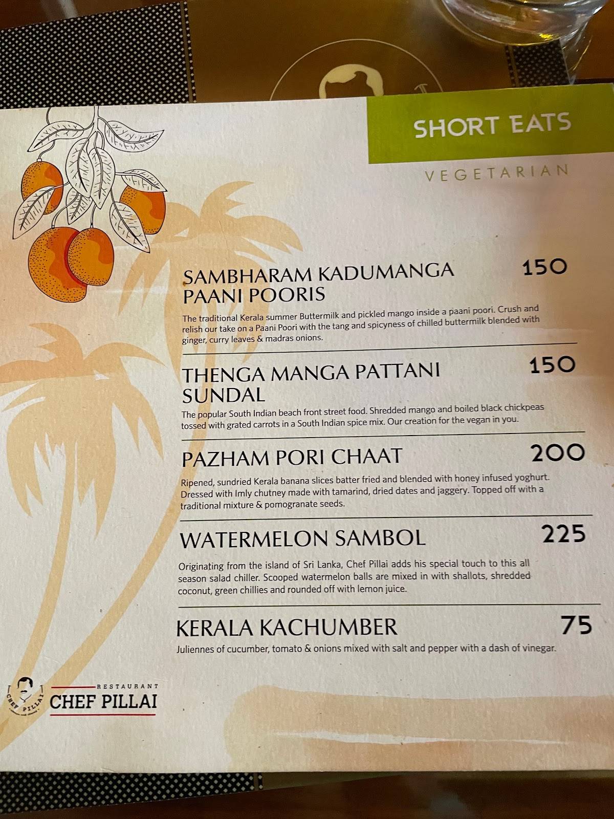 Menu at Restaurant Chef Pillai, Bengaluru
