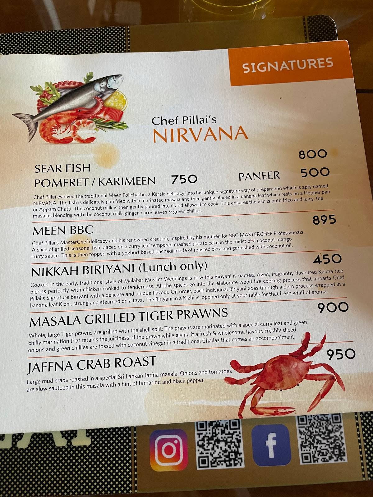 Menu at Restaurant Chef Pillai, Bengaluru