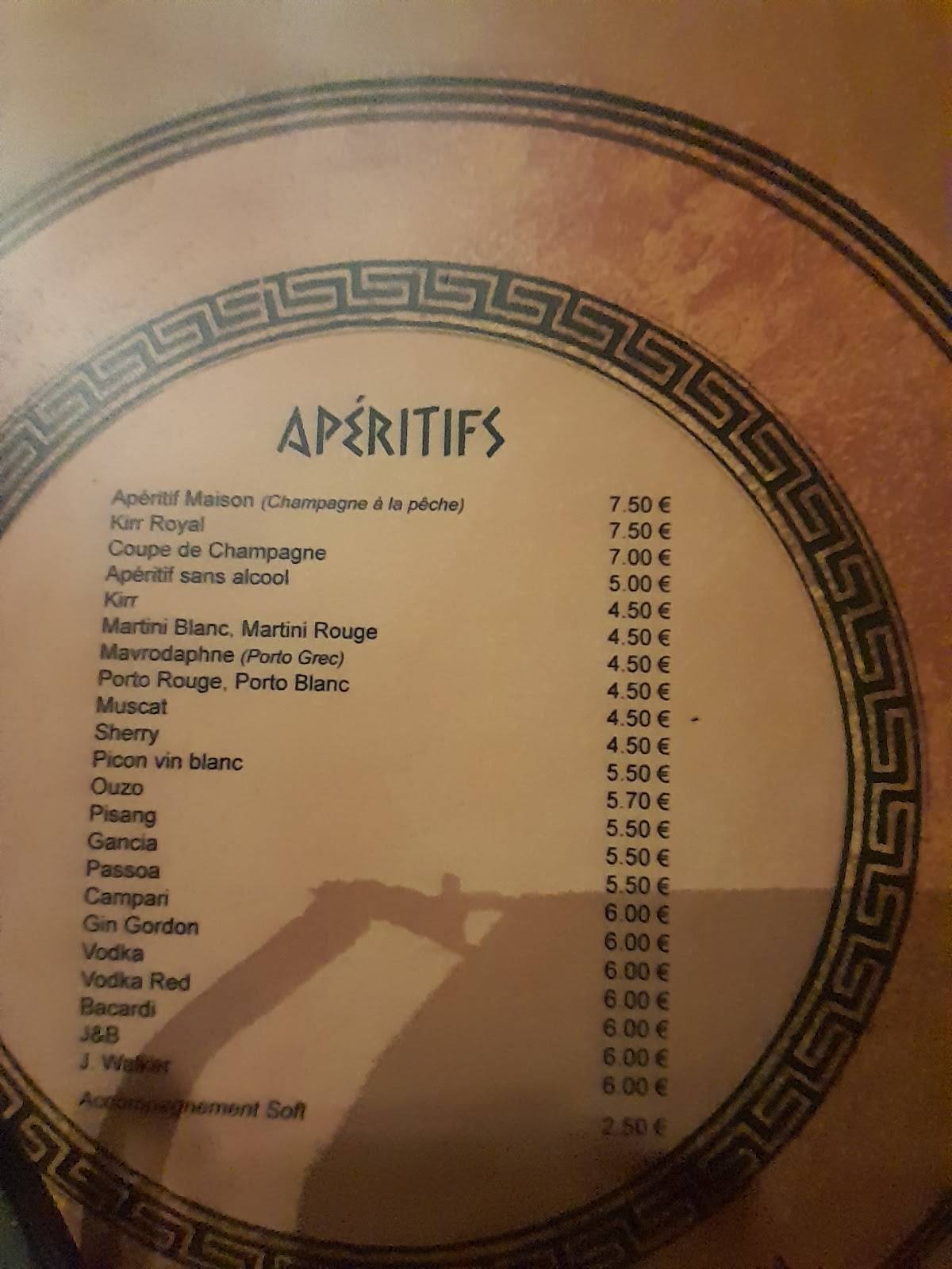 Menu au Restaurant Le Parthenon, Anderlecht, 303 Chaussee de Ninove