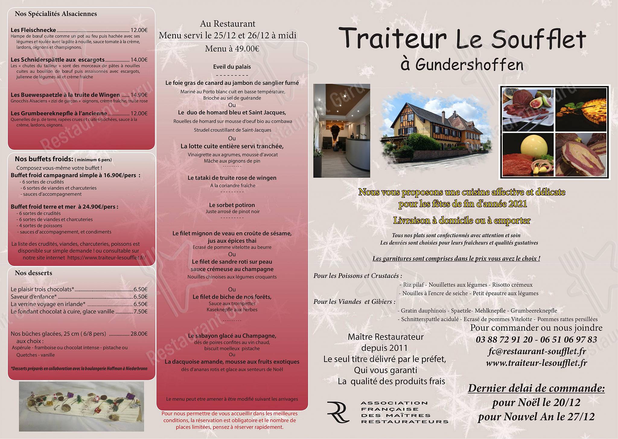 Menu au Le Soufflet restaurant, Gundershoffen