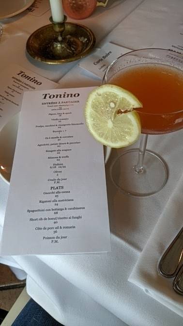 Menu au Restaurant Tonino, Québec