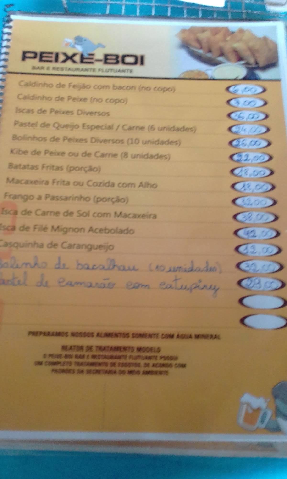 Menu em Restaurante Flutuante Peixe Boi, Manaus