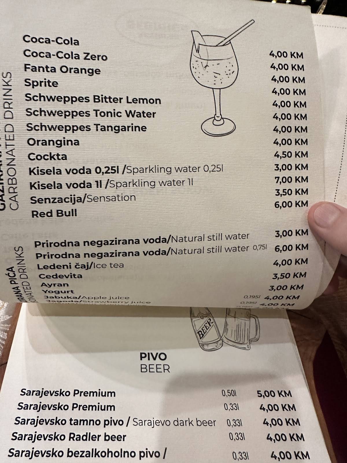 Menu at Restoran ” SEDMICA “ restaurant, Jablanica, Gornje Paprasko BB