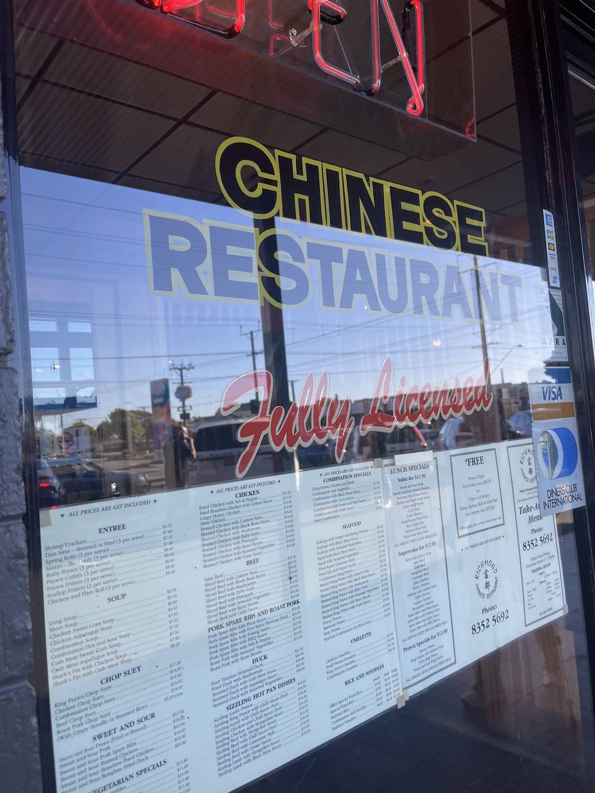 Menu at Richmond Chinese Restaurant, Marleston