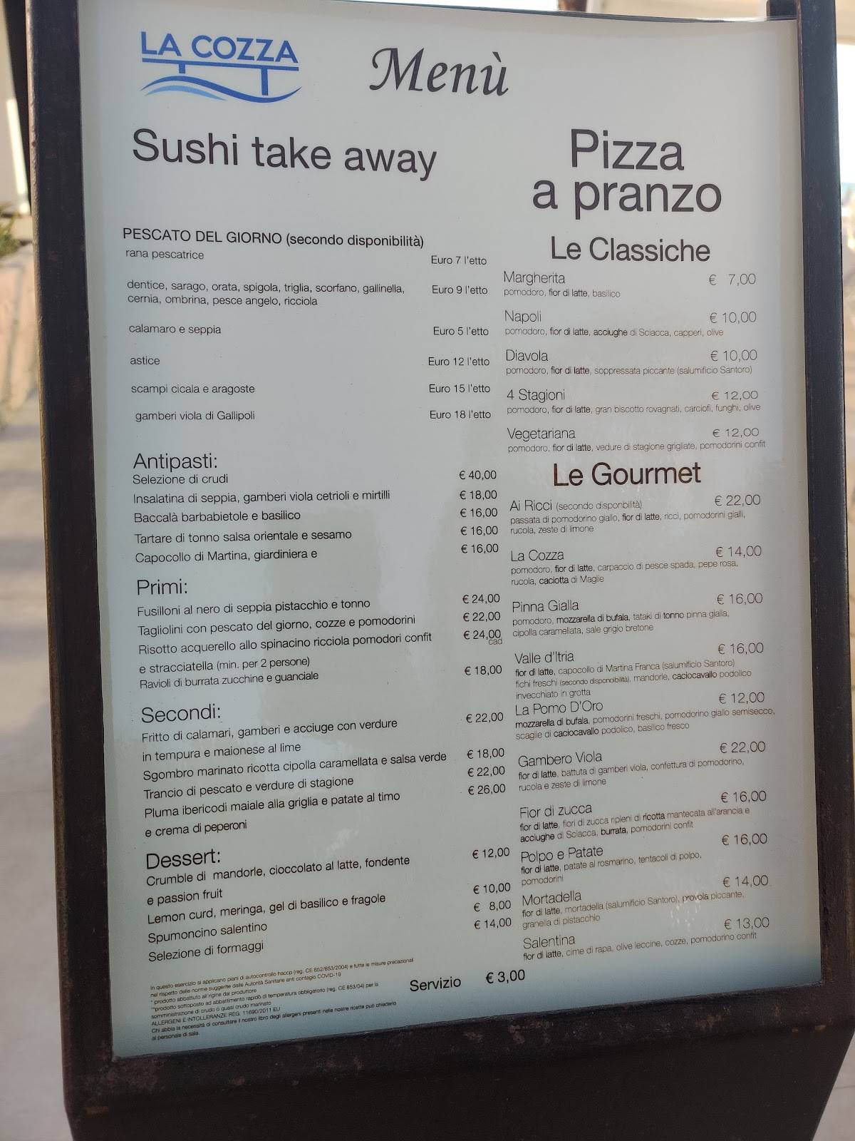 Speisekarte von Ristorante La Cozza...pizzeria cafe...dal 1960, Posto ...