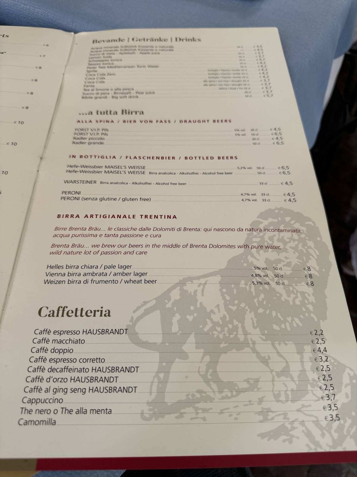 Speisekarte von Ristorante Pizzeria Leon D'oro Riva, Reiff
