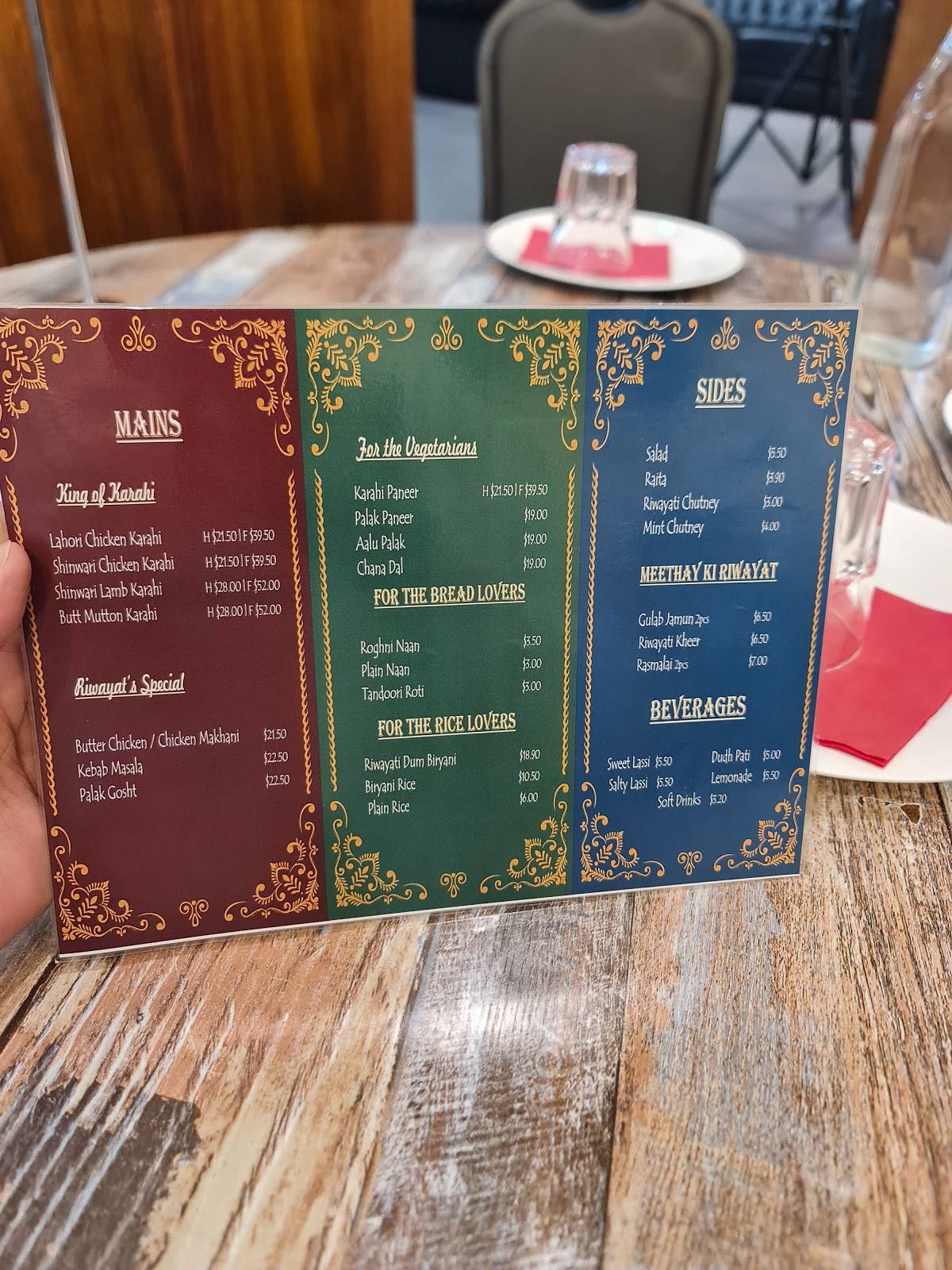 Menu at Riwayat Restaurant, Belmont