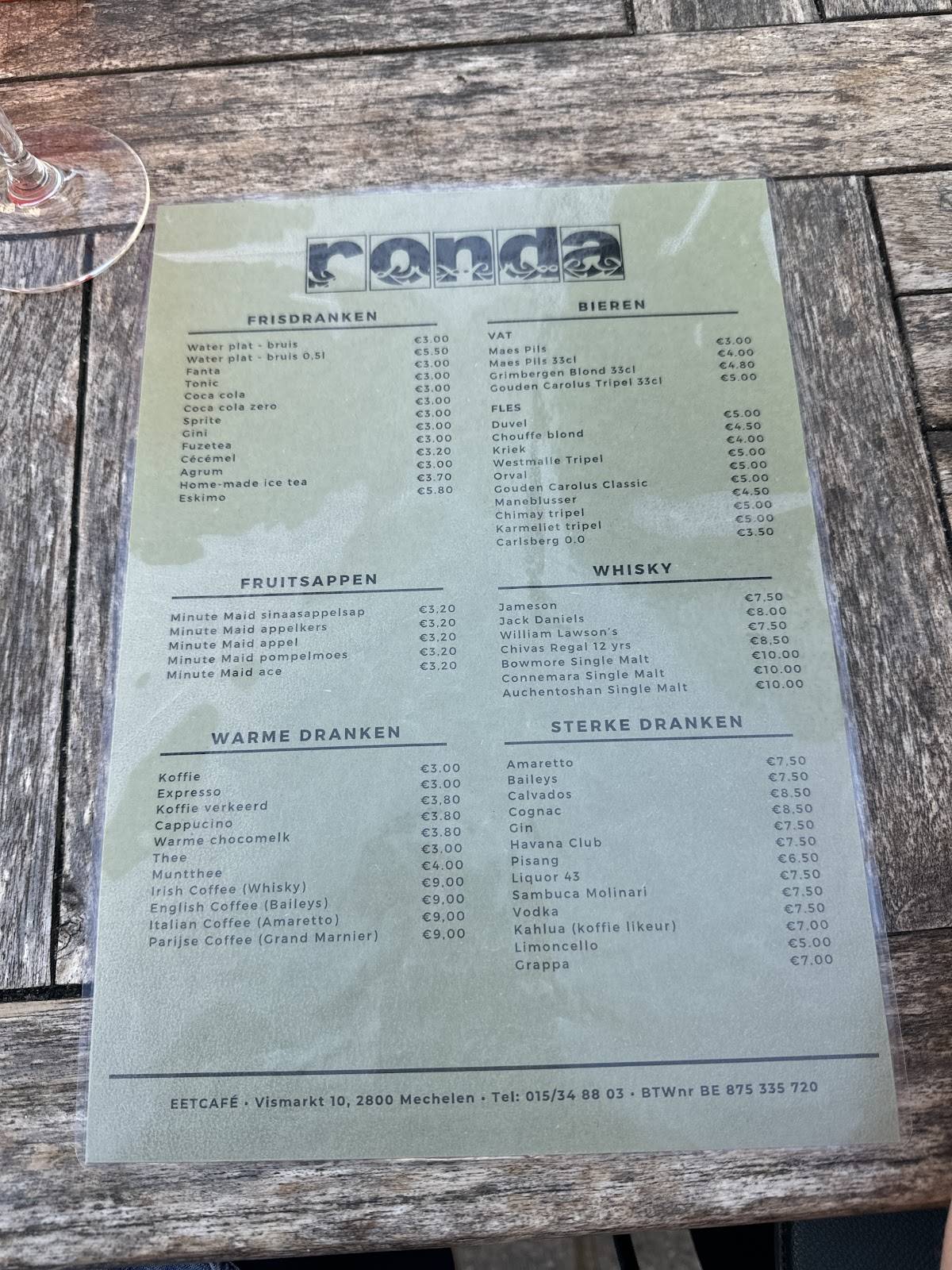 Menu at Ronda, Mechelen
