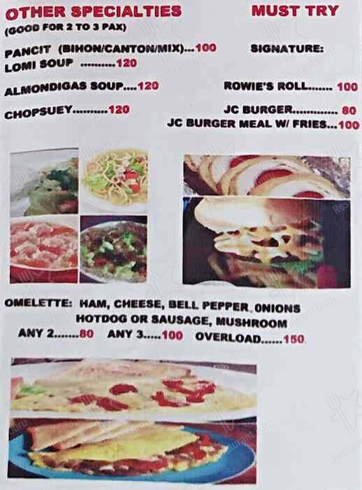 Menu at Rowie and Caleb Grill, Cainta