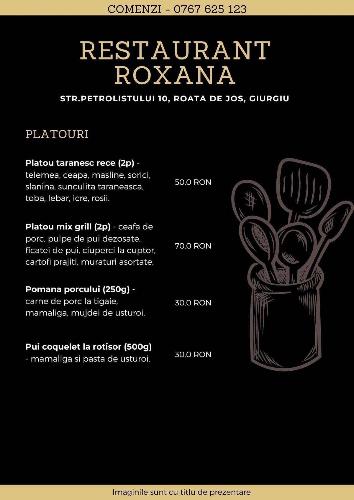 Menu at Restaurant Roxana, Roata de Jos
