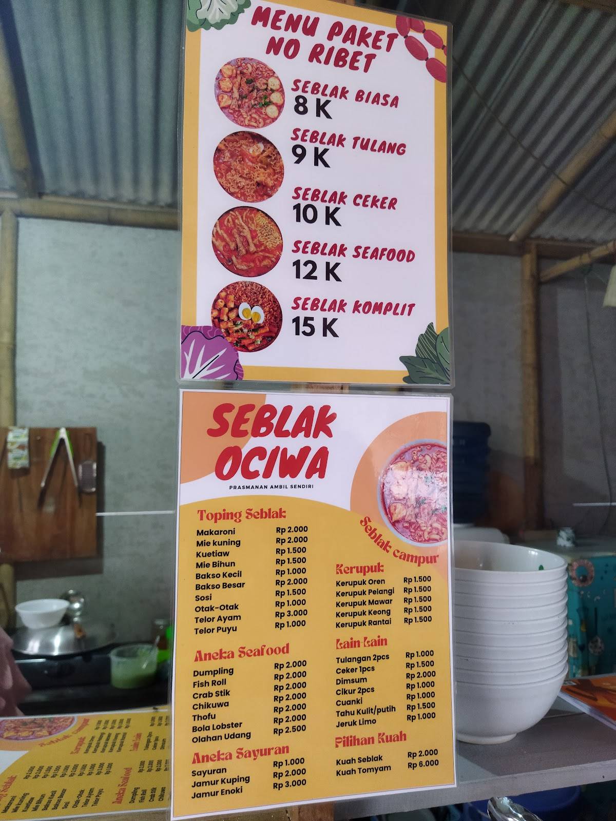 Menu at SEBLAK OCIWA restaurant, Parung Panjang