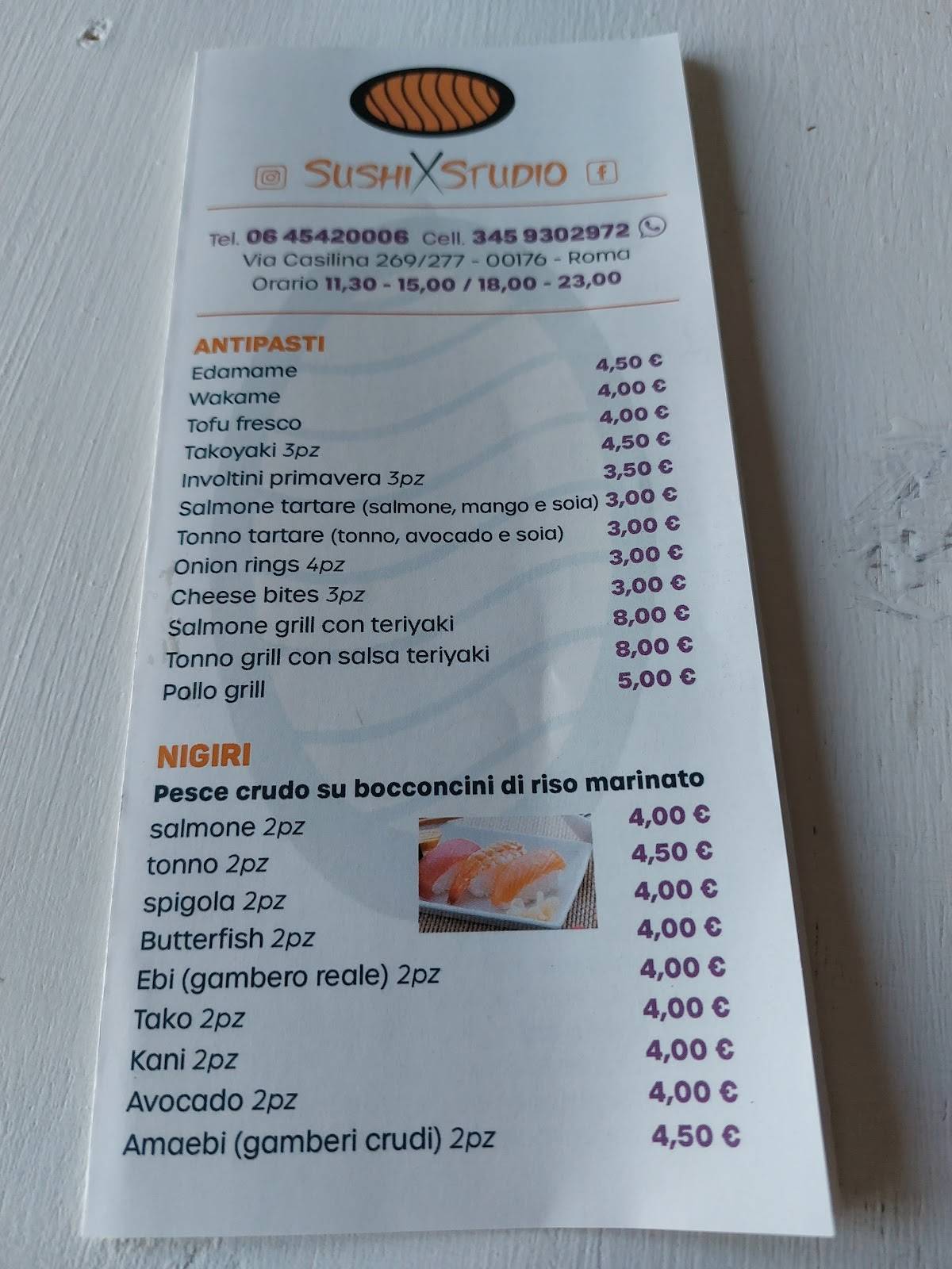Speisekarte von SUSHI STUDIO restaurant, ROM