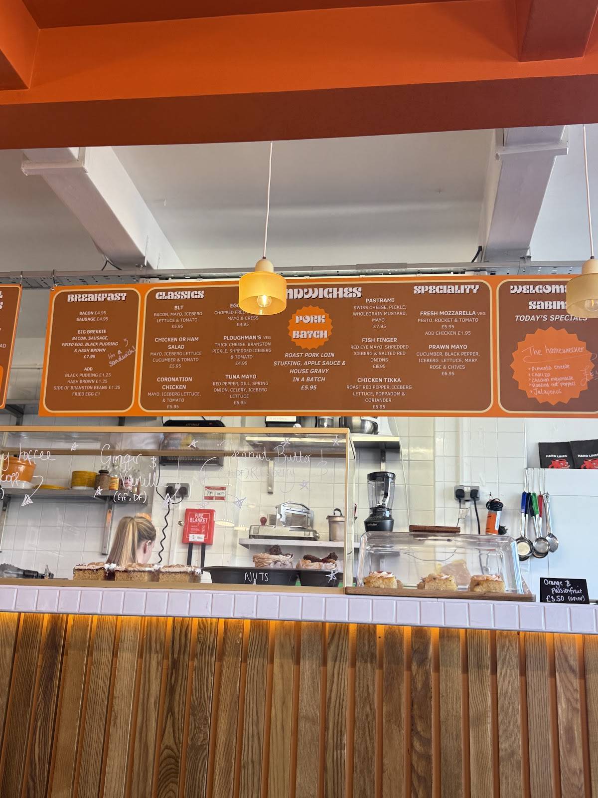 Menu at Sabins sandwich shop restaurant, Royal Leamington Spa