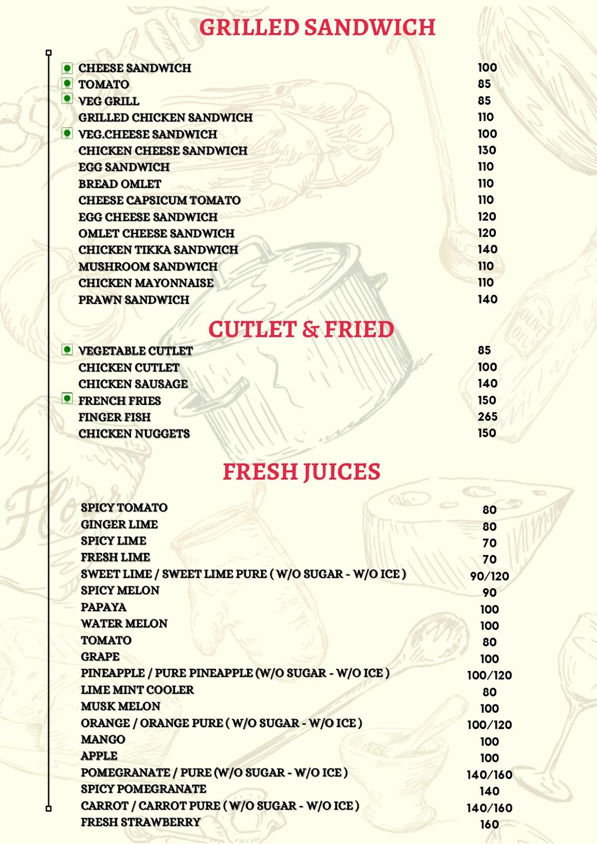 Menu at Savoury Seashell, Chennai, Ali Towers