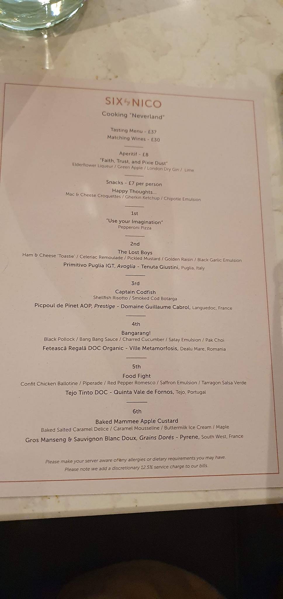 Menu at Six by Nico Aberdeen restaurant, Aberdeen