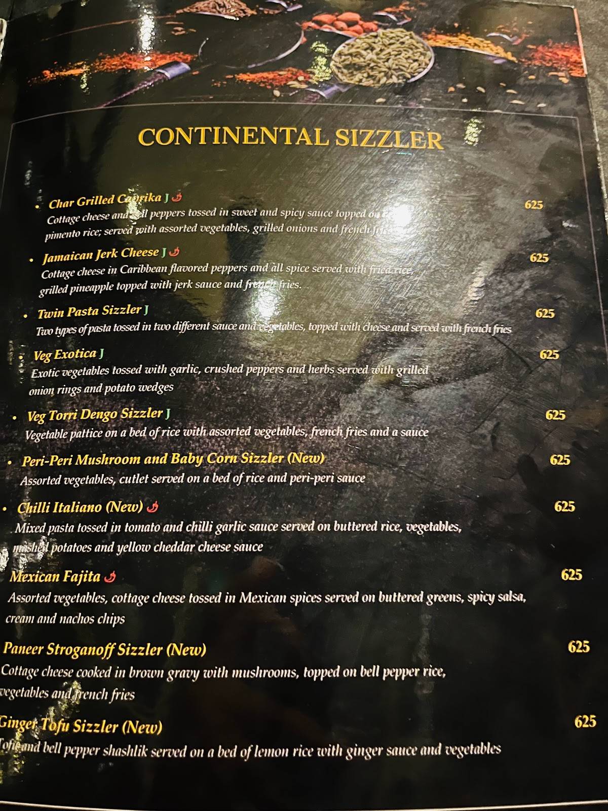 Menu at Sizzling Salsa, Dumas, Rajhans Belliza (B