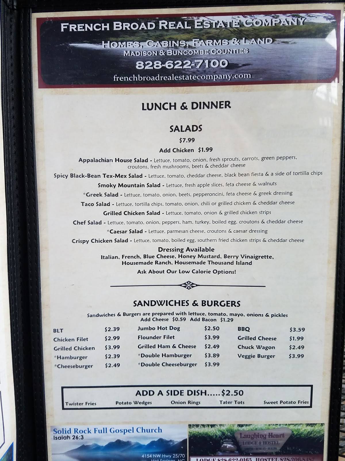 Menu at Smoky Mountain Diner restaurant, Hot Springs