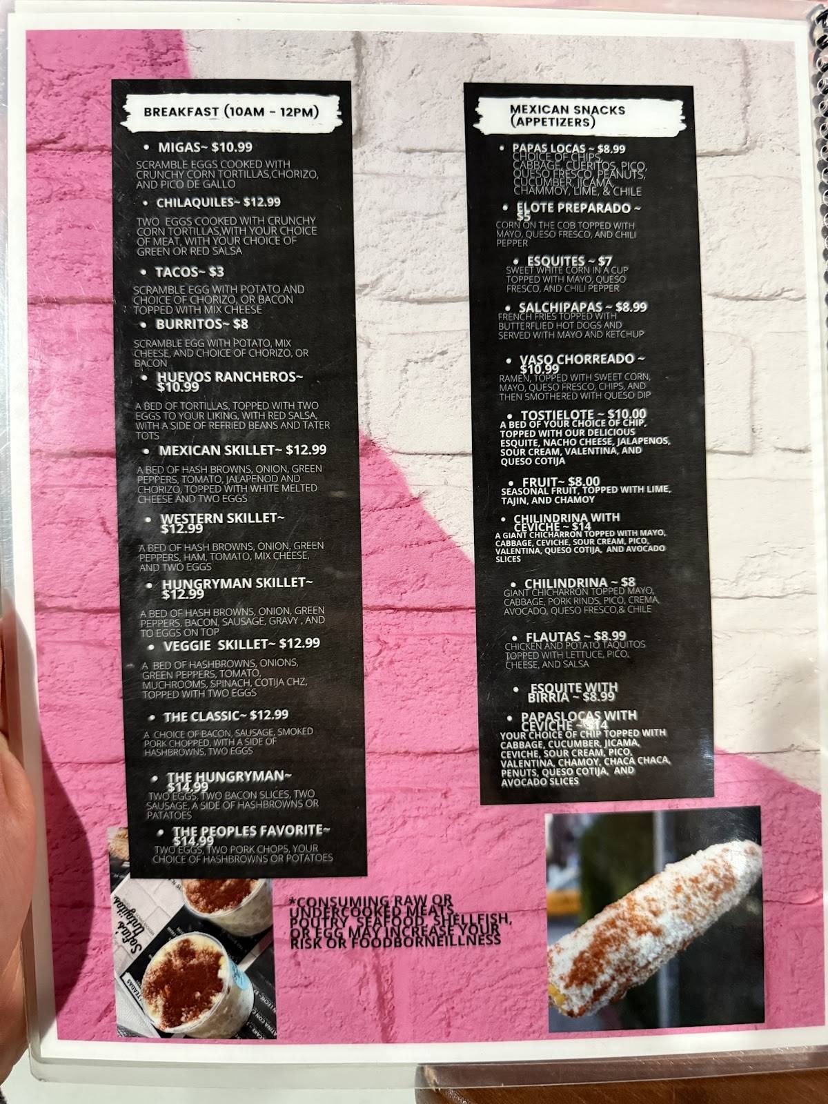 Menu at Sofia's Antojitos restaurant, Colorado Springs, N Academy Blvd