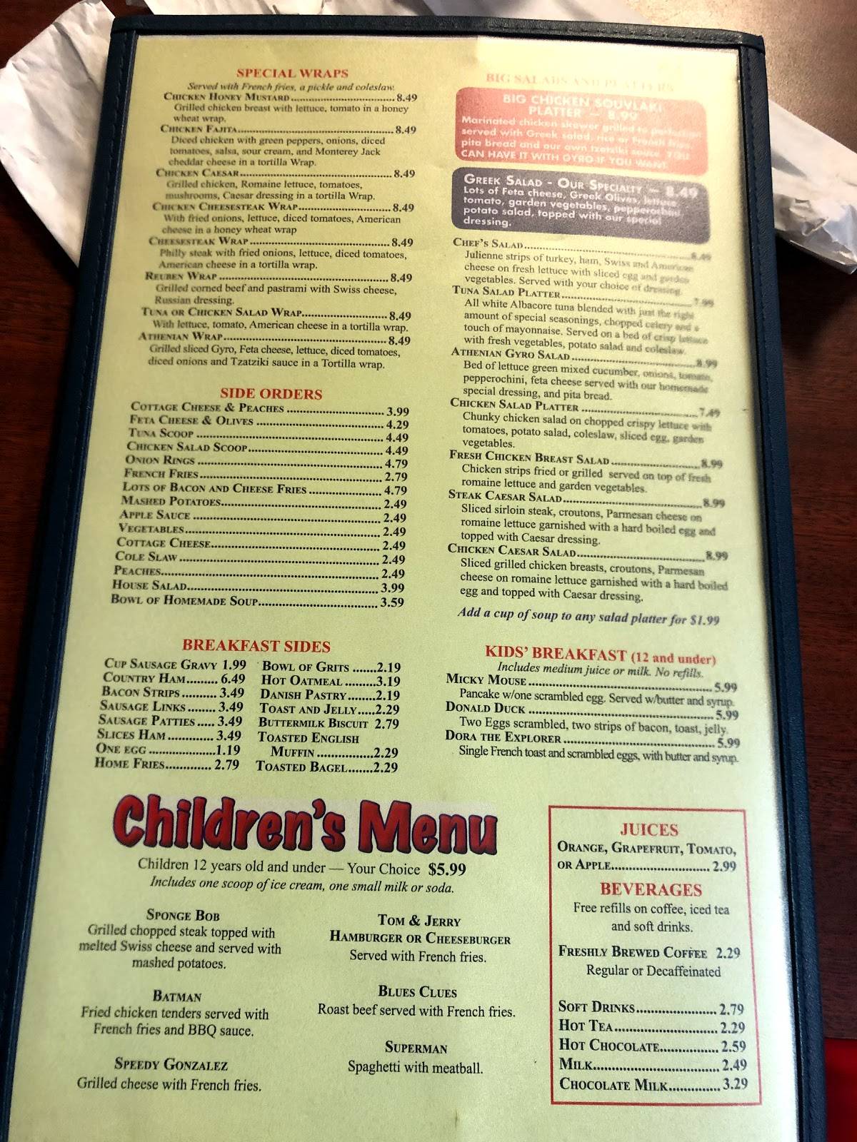 Menu at Southeast Eatery restaurant, Winter Haven