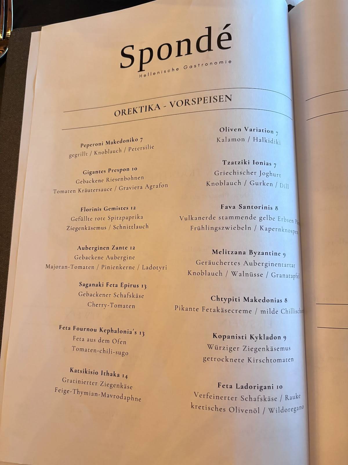 Speisekarte von Spondé Restaurant, Hattersheim am Main