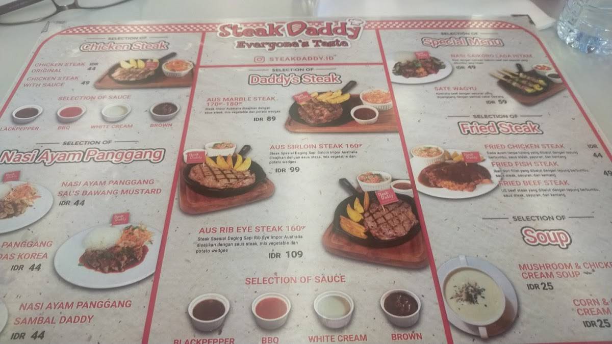 Menu at Steak Daddy - Mall Ciputra Jakarta restaurant, West Jakarta