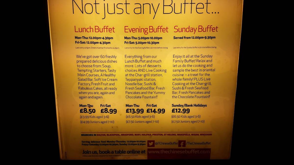 Menu at TCB Bolton - Unlimited Dining Experience restaurant, Bolton