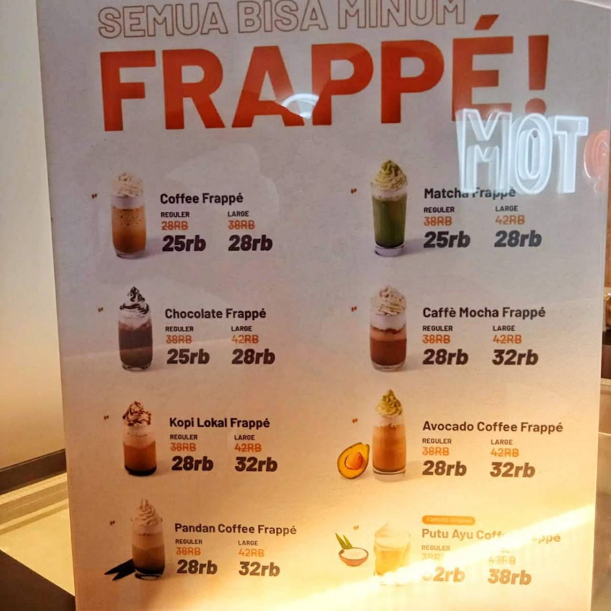 Menu at TOMORO COFFEE - Jl. Bangka Raya, South Jakarta