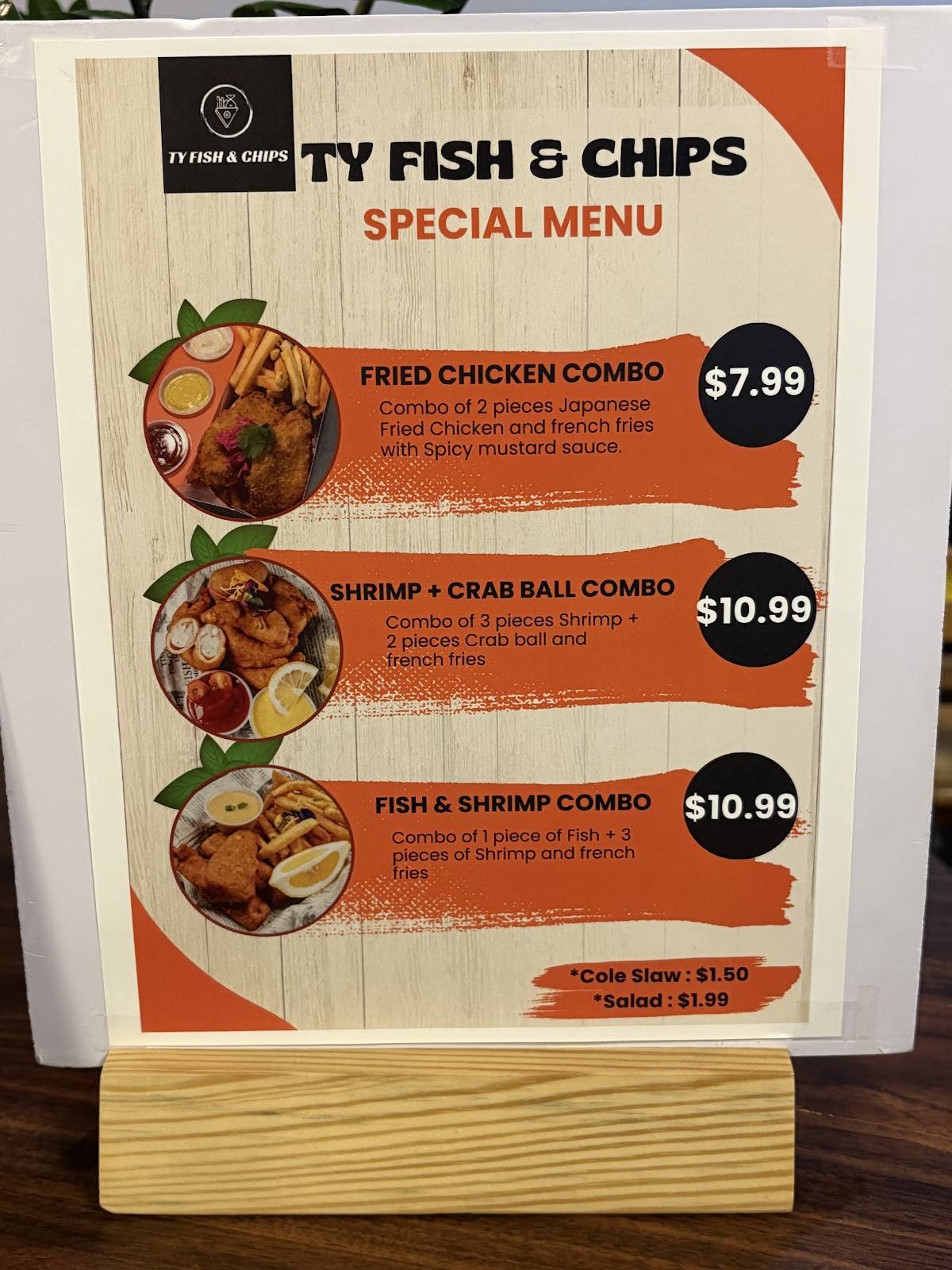 Menu at TY FISH & CHIPS restaurant, Sandy