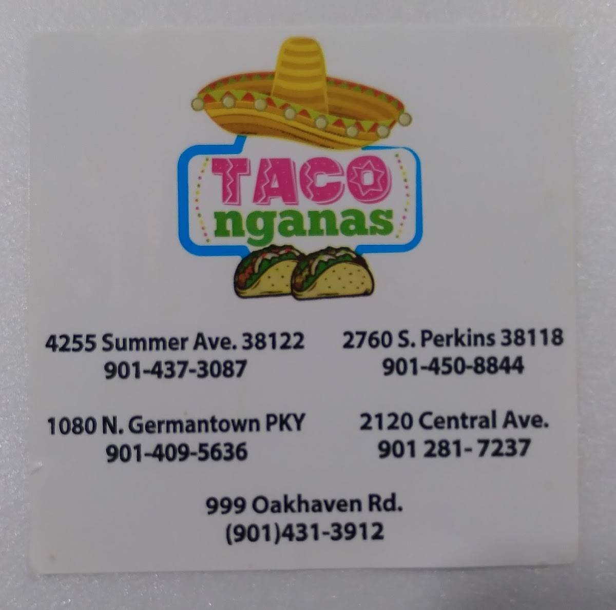 Menu at Taco Nganas restaurant, Memphis, N Germantown Pkwy