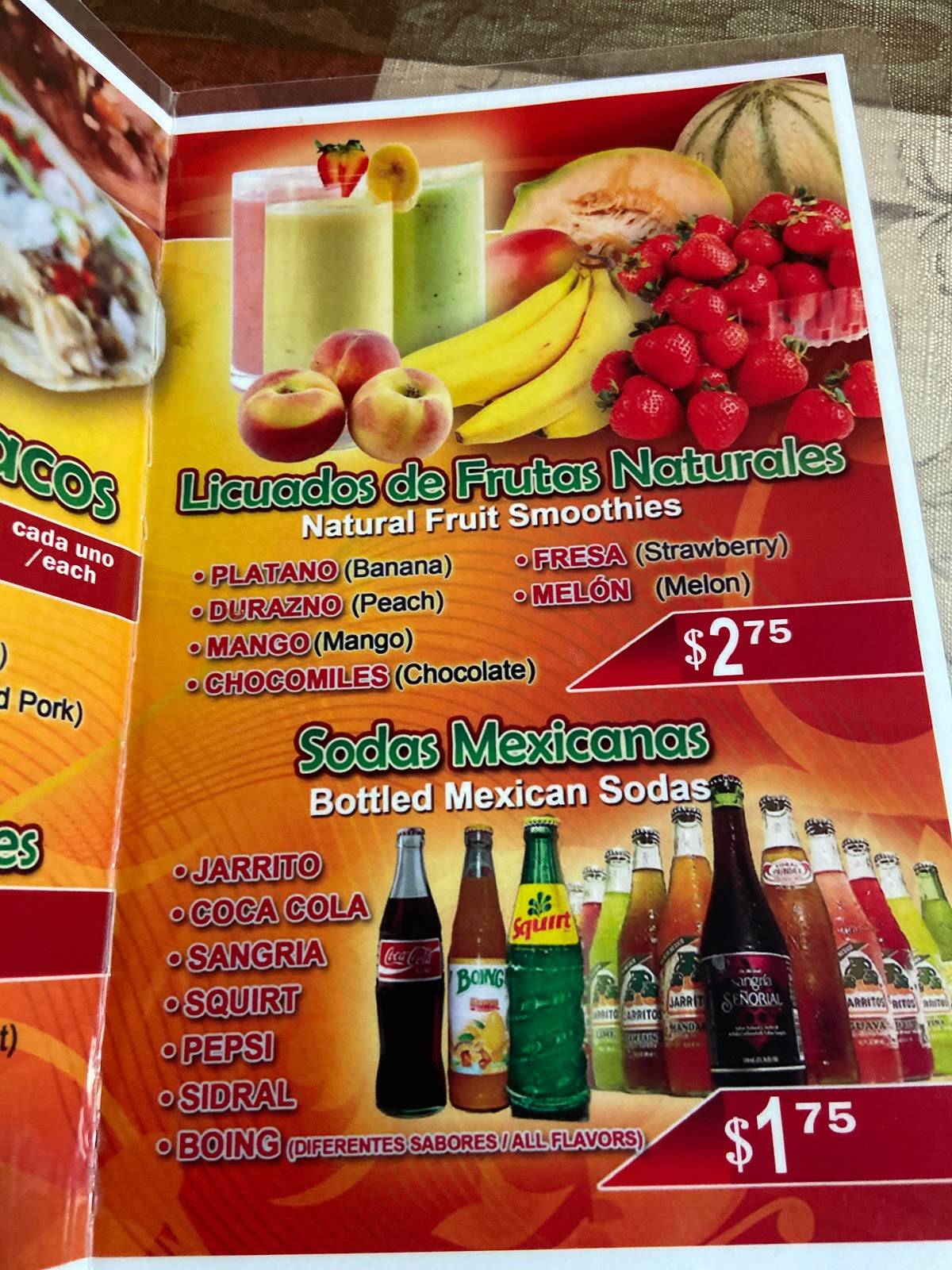 Menu at Tacos Arandas "El Amish" restaurant, Fort Wayne