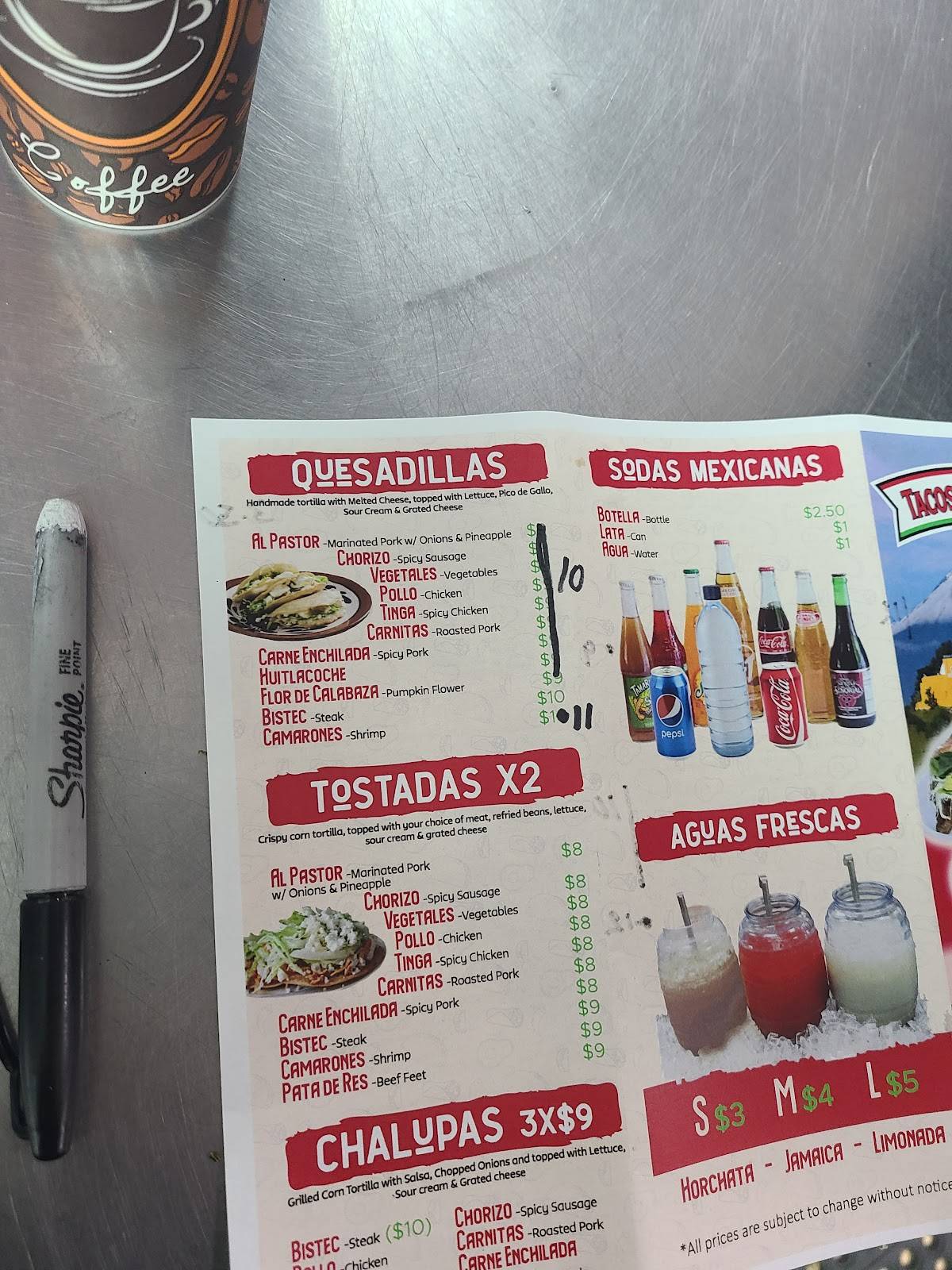 Menu at Tacos Mi Barrios, New York City