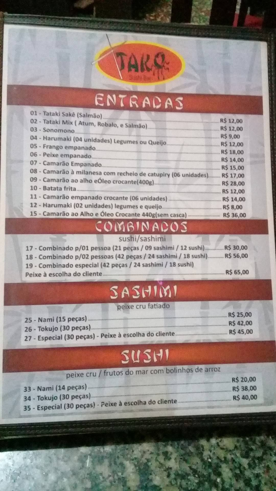 Menu em Tako Sushi Bar e Alimentos, Sobral, R. Oriano Mendes