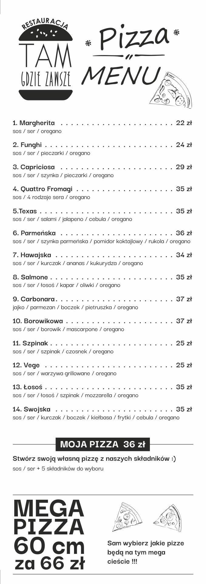 Menu at Tam Gdzie Zawsze. Restauracja Nowy Targ restaurant, Nowy Targ