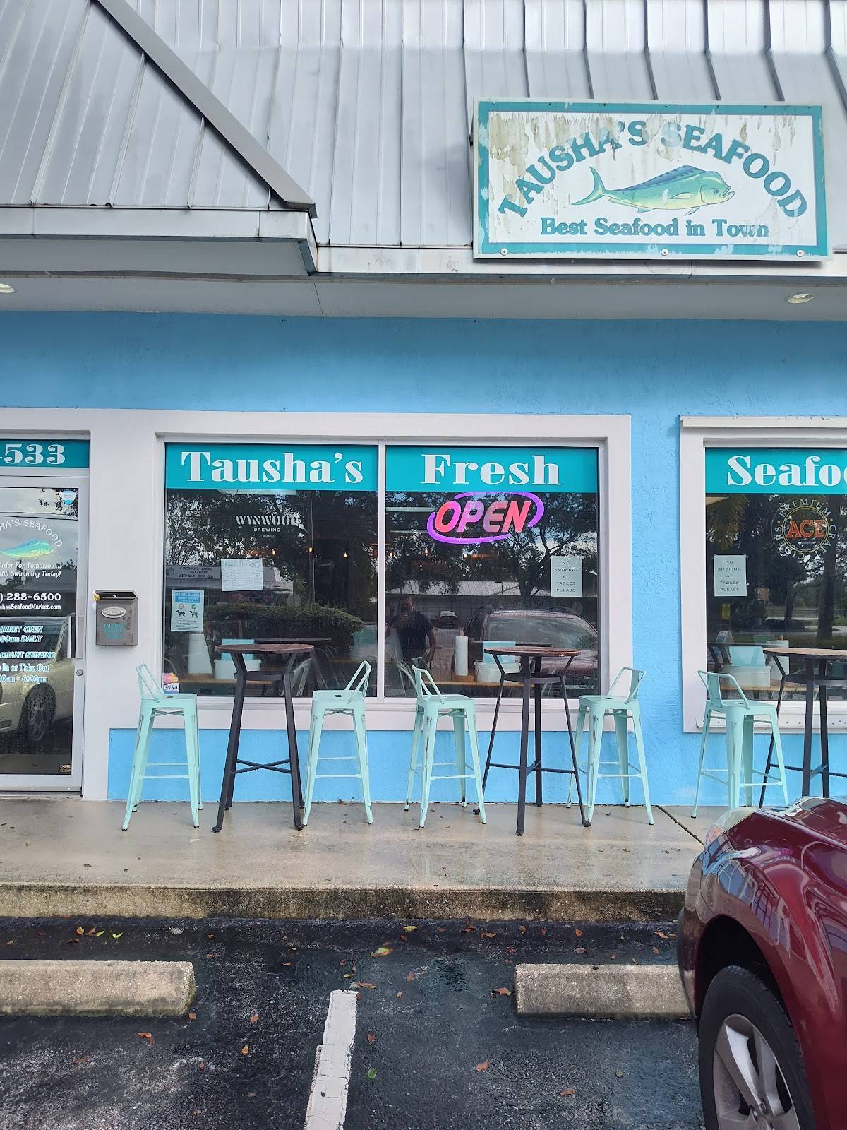 Menu at Tausha's Seafood Market restaurant, Stuart