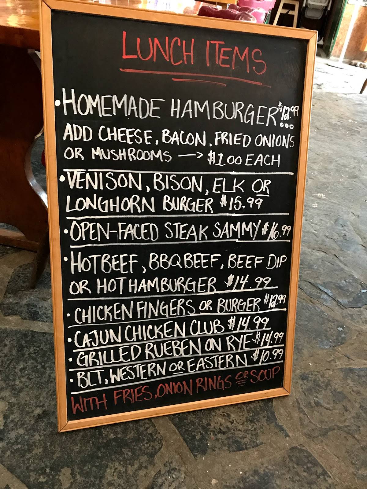 Menu at Ted's Range Road Diner restaurant, Meaford, RR1