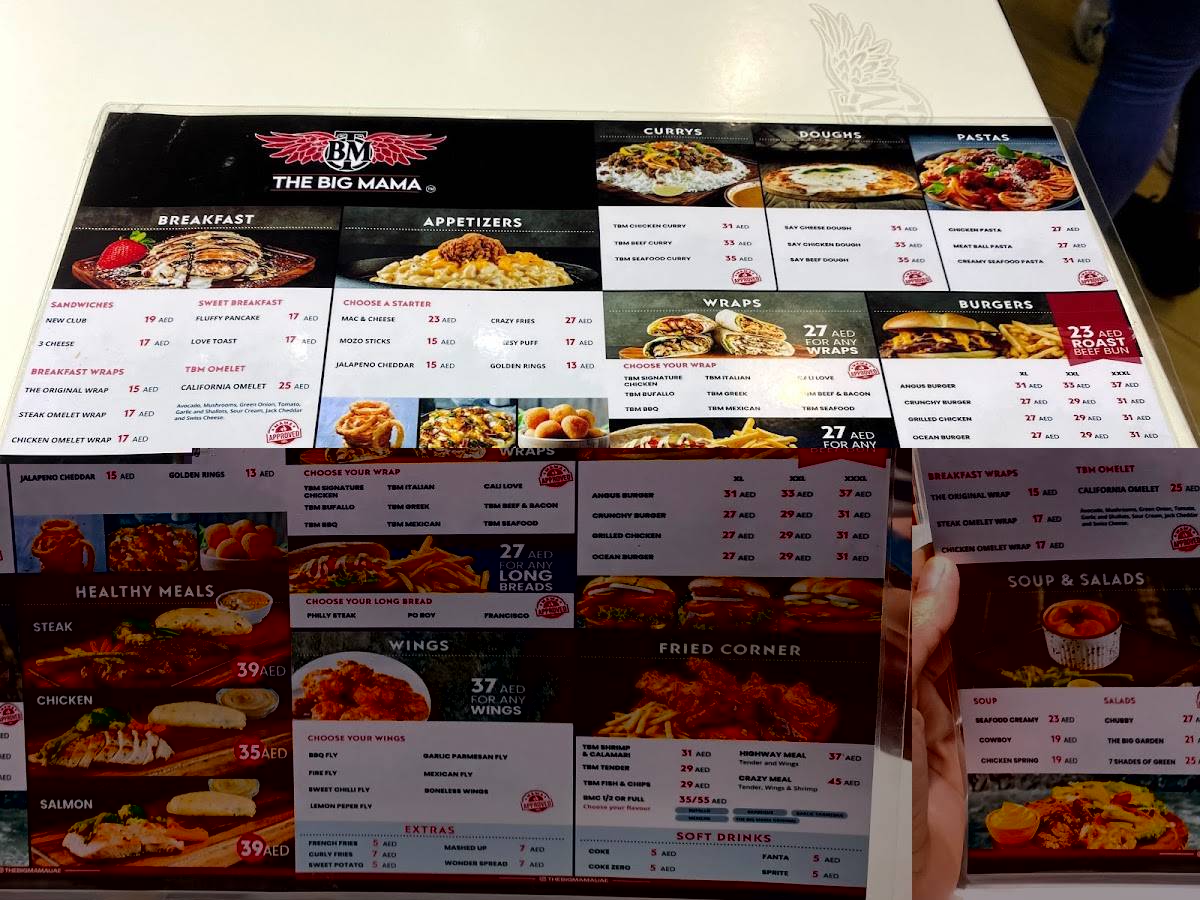 Menu at The Big Mama (Al Warqa) restaurant, Dubai