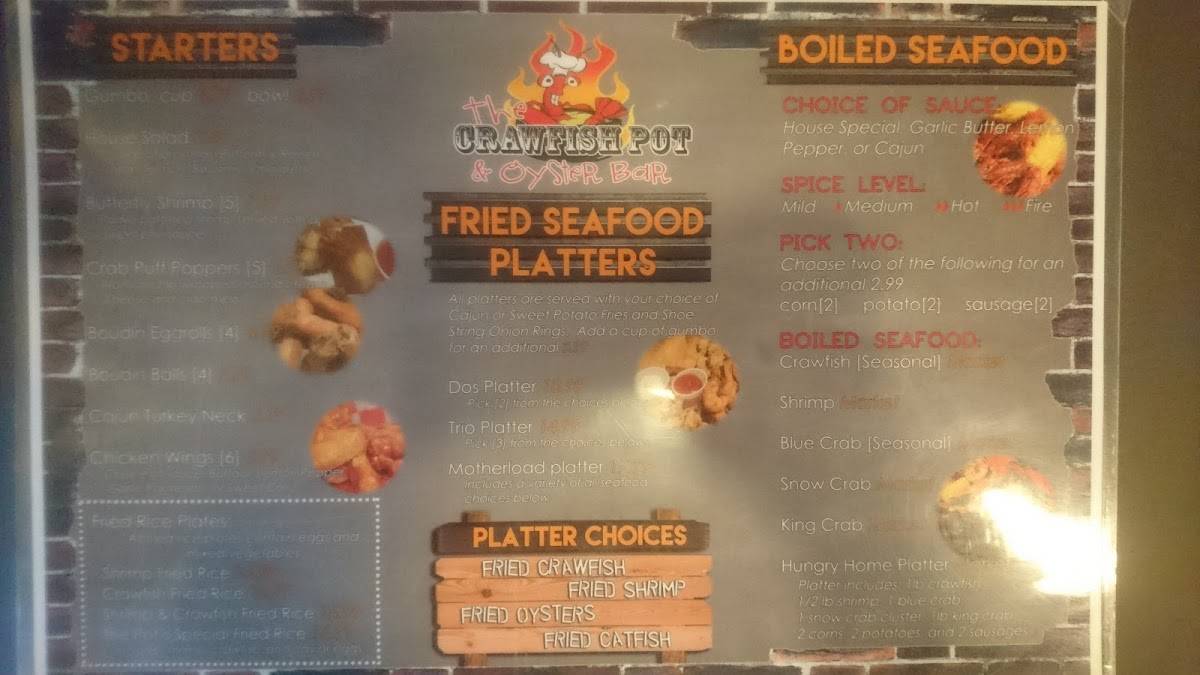 Menu at The Crawfish Pot & Oyster Bar, Houston
