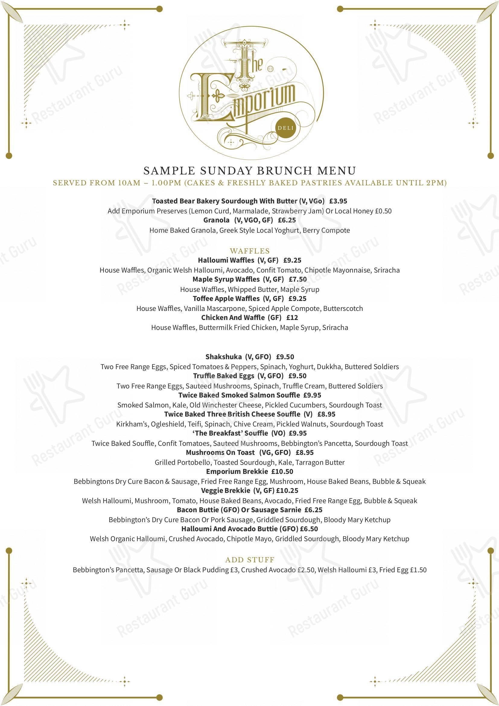 Menu at The Emporium pub & bar, Chester