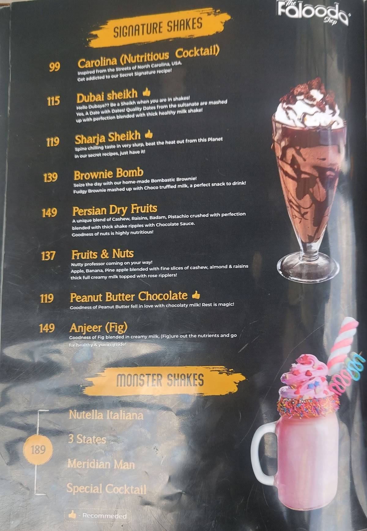Menu at The Falooda Shop Namakkal, Namakkal