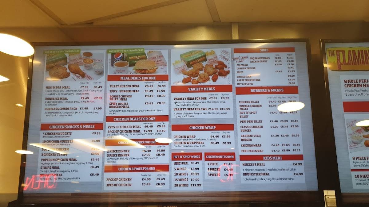 Menu at The Flamin Chicken restaurant, Sale, 119 Washway Rd