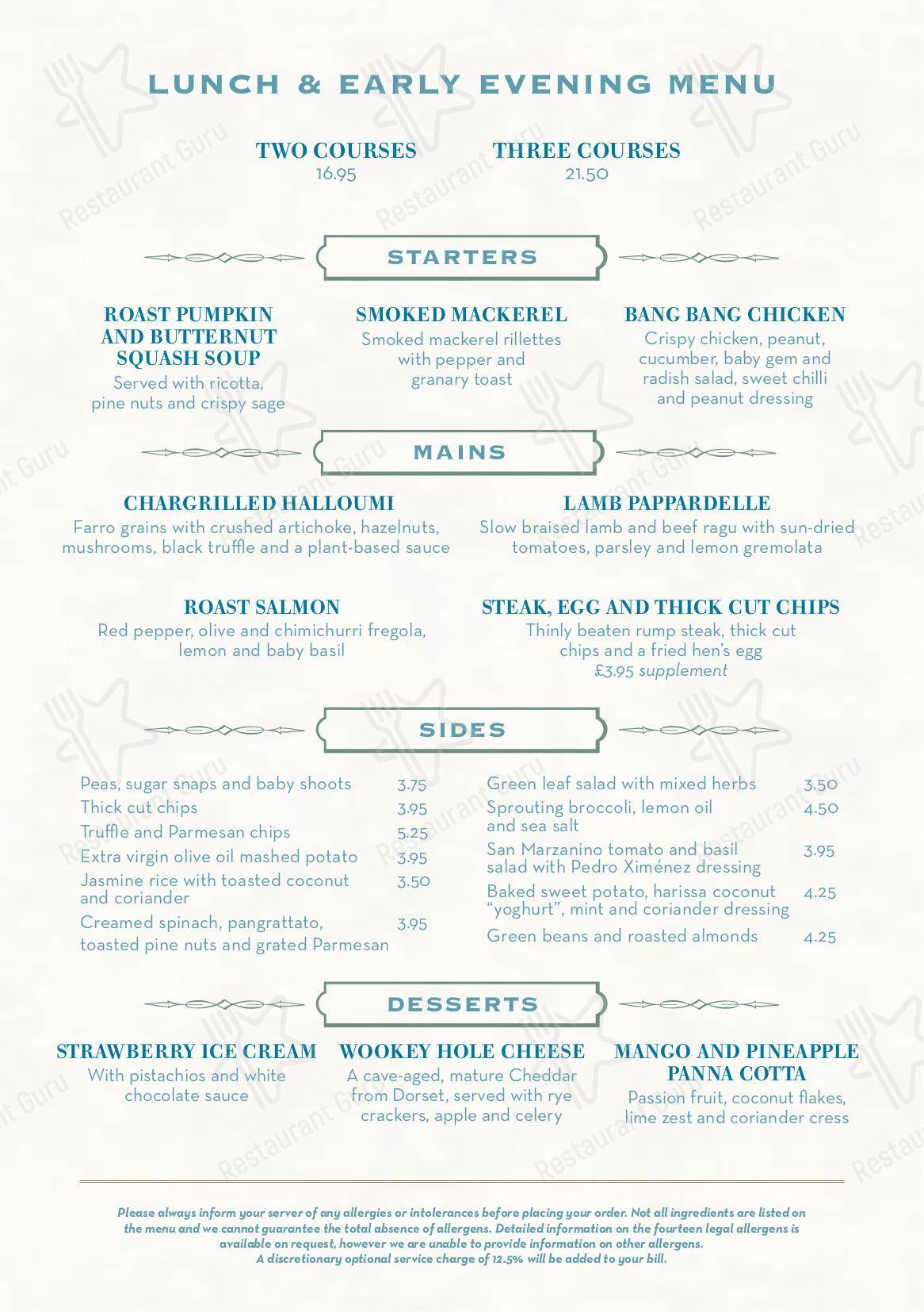 Menu at The Ivy Cobham Garden restaurant, Cobham