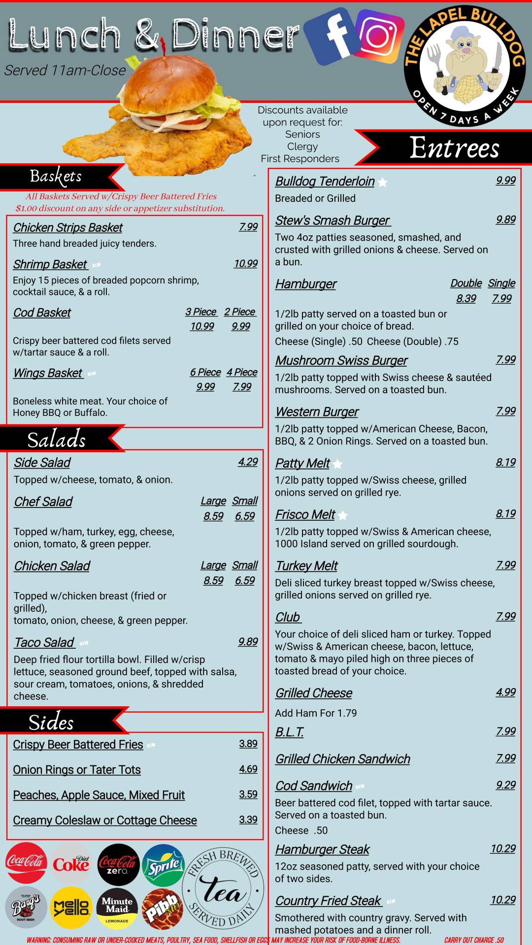 Menu at The Lapel Bulldog restaurant, Lapel