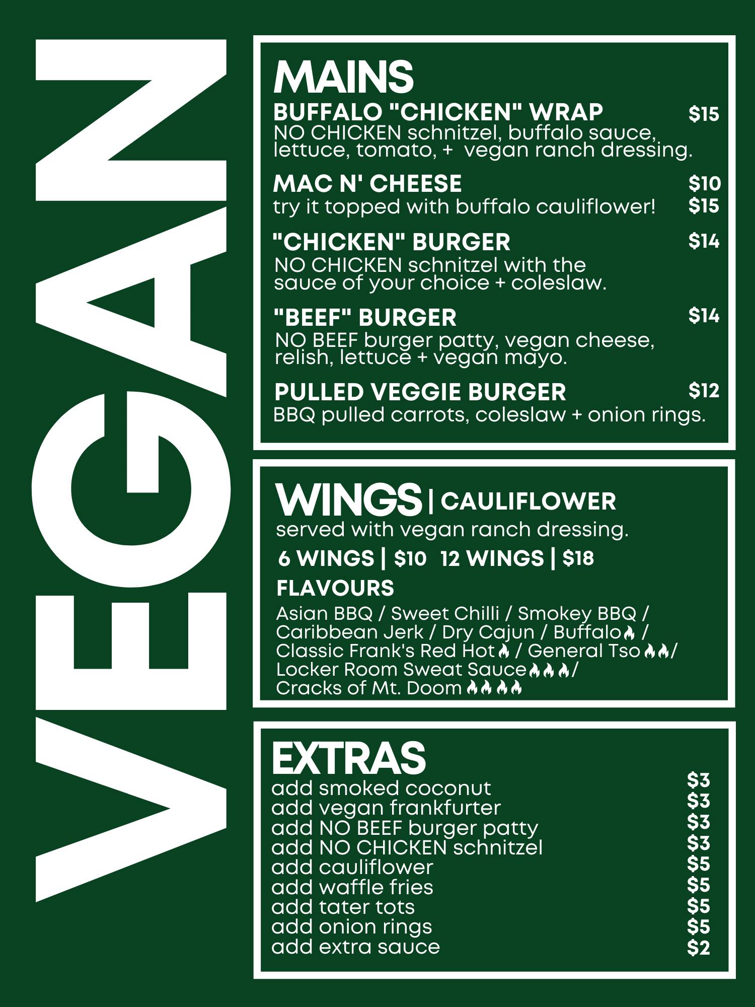 Carta de The Locker Room Sports Bar, Queenstown