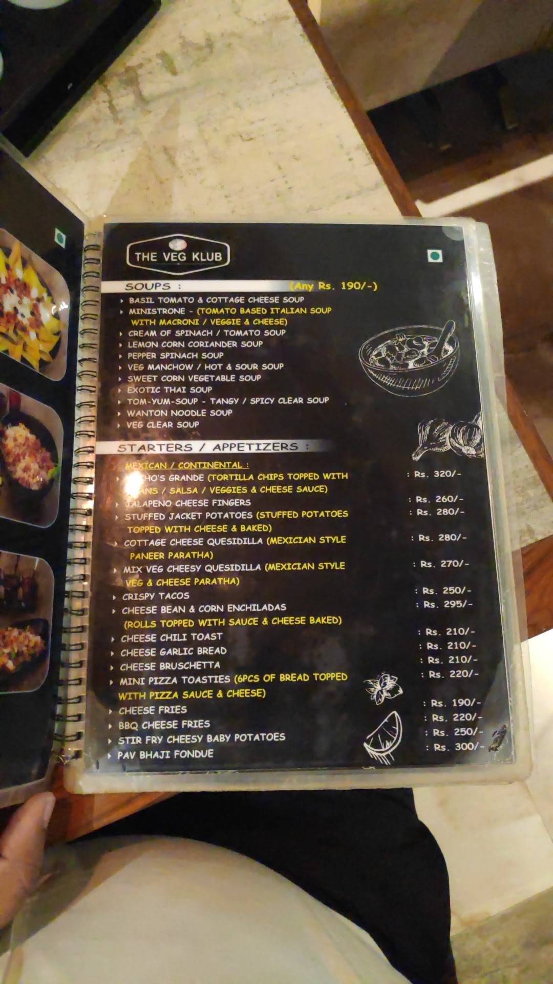 Menu at The Veg Klub, Mumbai
