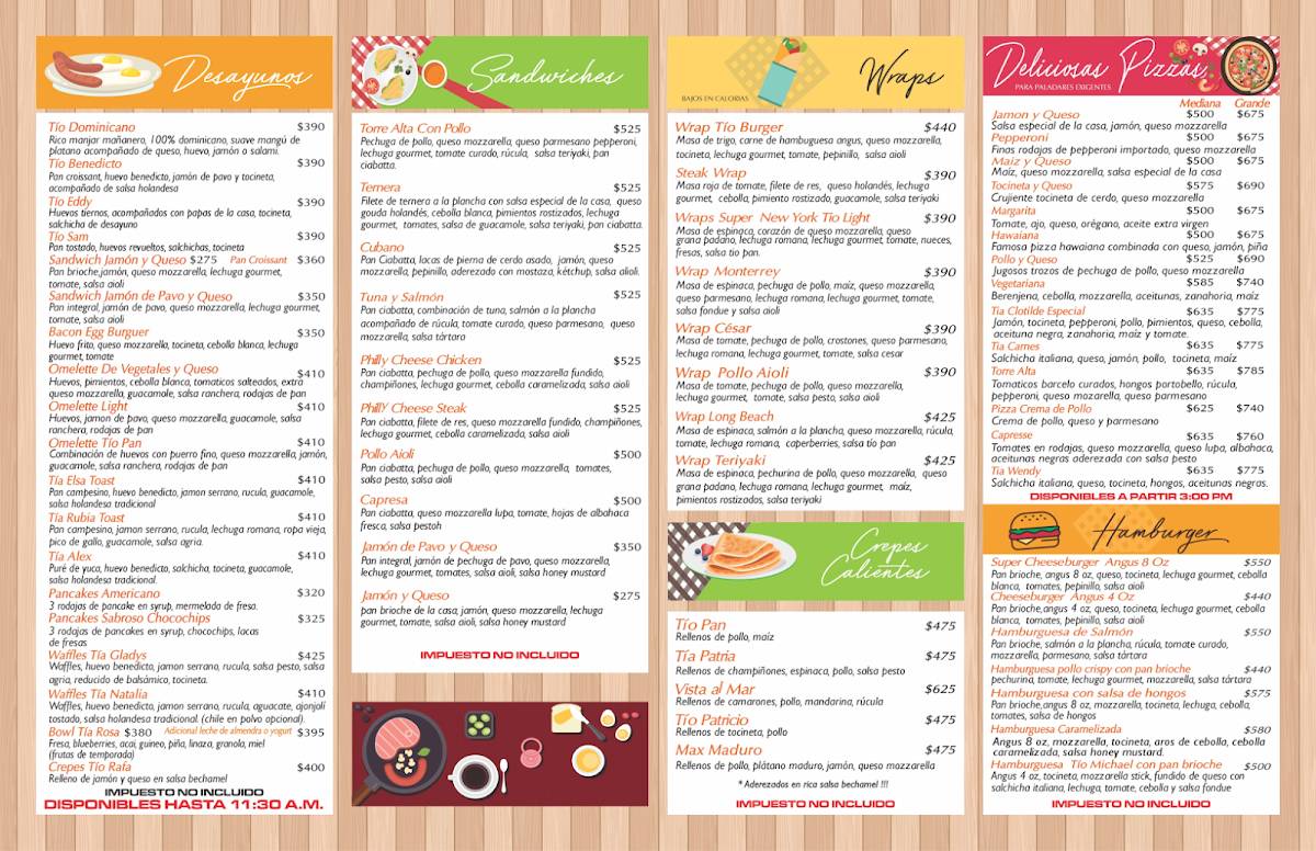 Carta de Tio Pan Restaurante, Puerto Plata