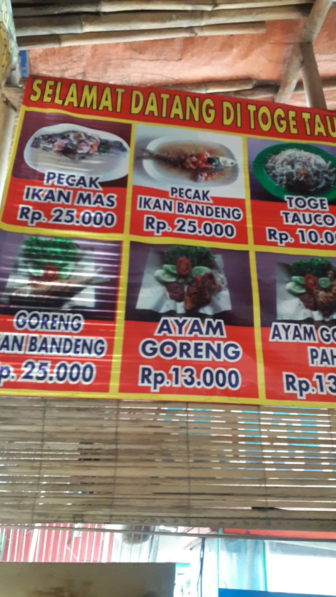 Menu at Toge Tauco Mang Dadang restaurant, Bekasi Regency