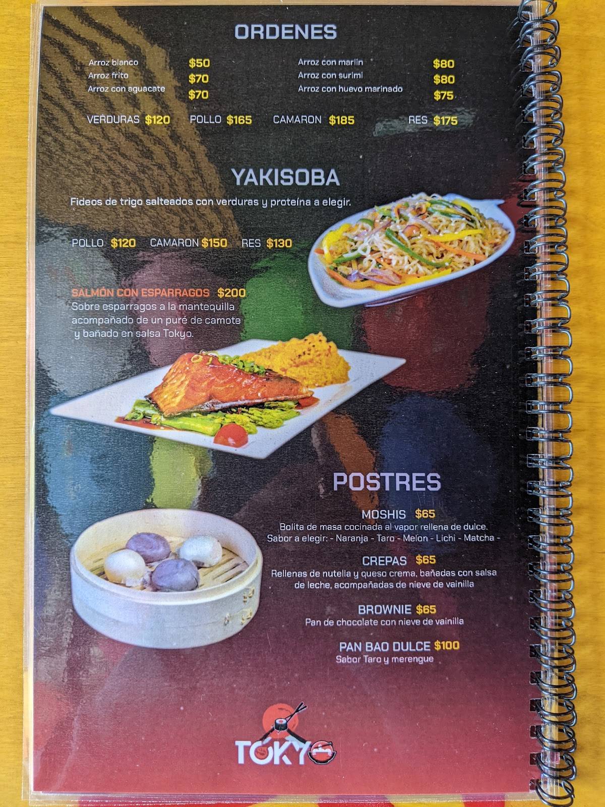 Carta del restaurante Tokyo Comida Japonesa, Ensenada