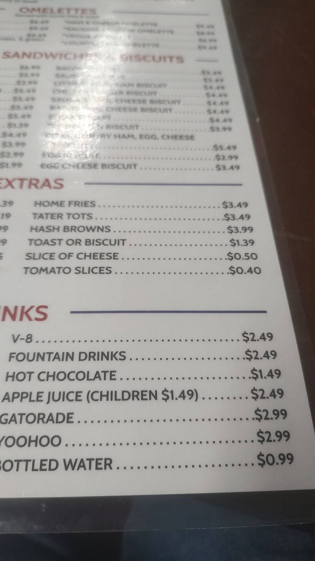 Menu at Top of the Ridge Restaurant, Portland, 111 Main St
