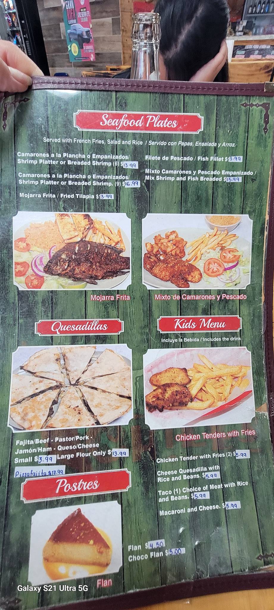 Menu at Tres Chiles restaurant, Houston