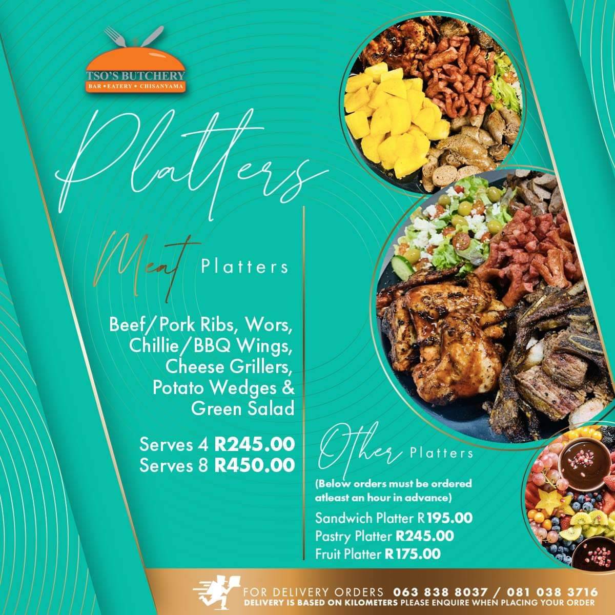 Menu at Tso's Butchery restaurant, Krugersdorp